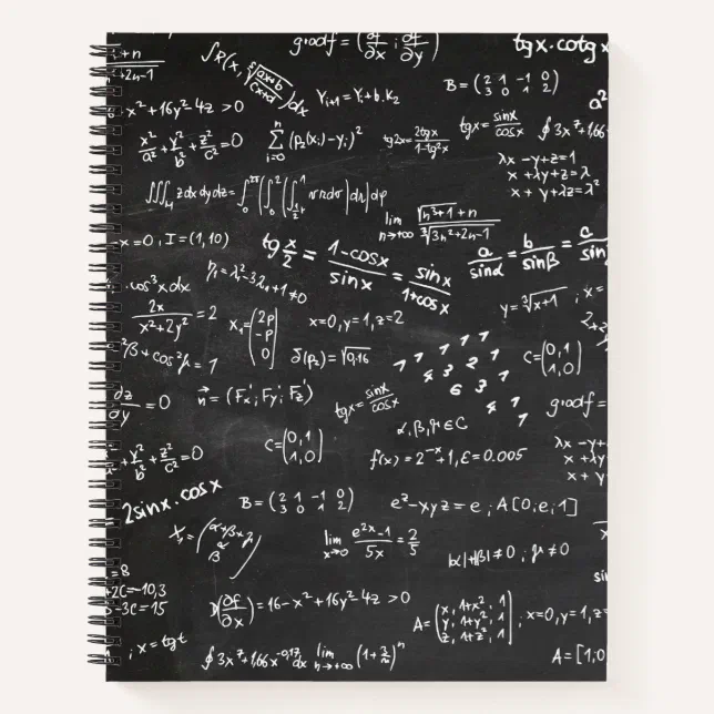 Blackboard Mathematics Equations Formulas Spiral Notebook | Zazzle