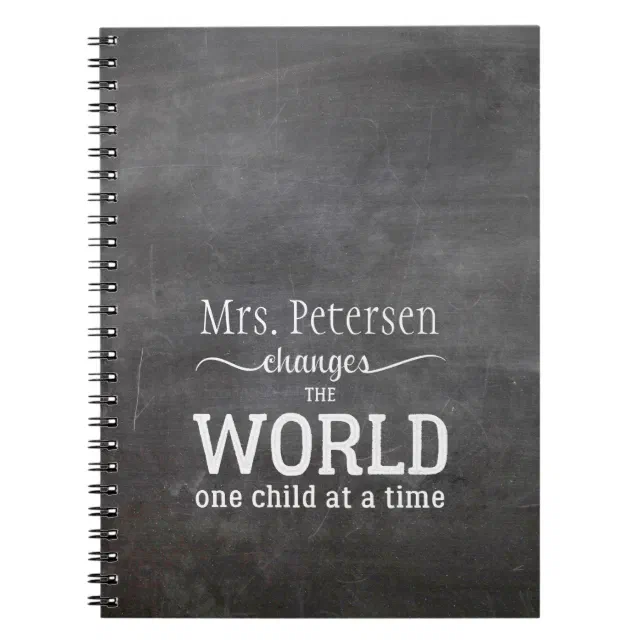 Blackboard teacher name white script quote notebook | Zazzle