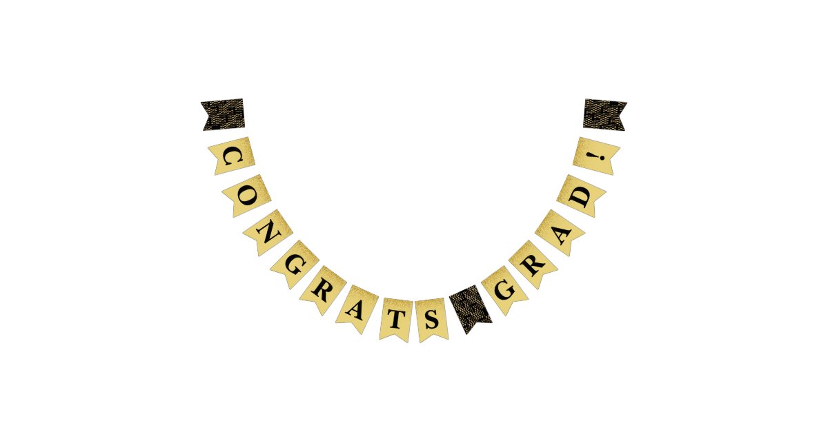 BlackGold Sparkle Congrats Grad Party Bunting Flags | Zazzle