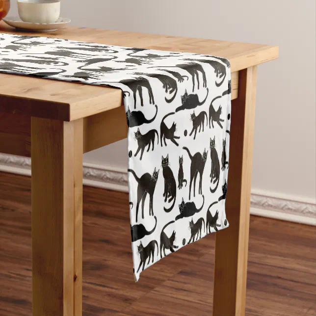 Blackie the Black Cat Table Runner | Zazzle