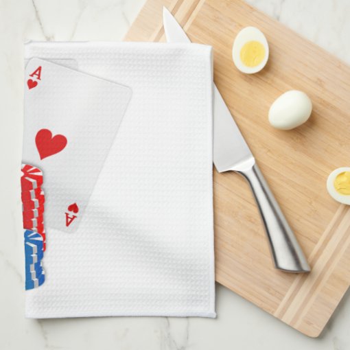 Blackjack with Poker Chips Kitchen Towel | Zazzle