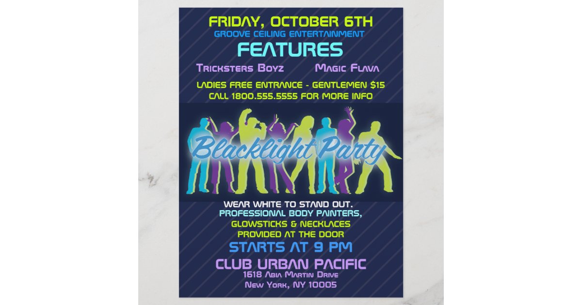 Blacklight Party Flyer Invitation Announcements | Zazzle