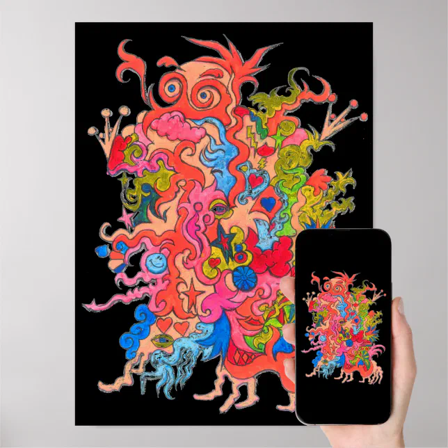 Blacklight Psychedelic Monster Poster | Zazzle
