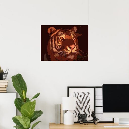 Blacklight Tiger Face Print Poster | Zazzle