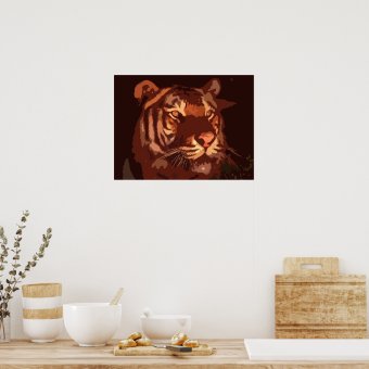 Blacklight Tiger Face Print Poster | Zazzle