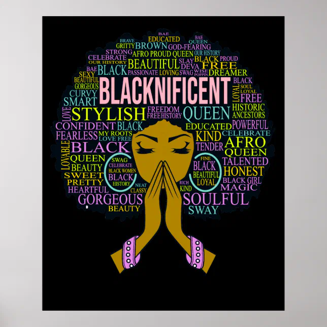 Blacknificient Black Praying Queen Melanin Sista Poster | Zazzle