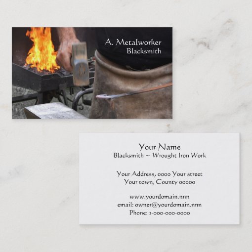 Blacksmith at a forge business card | Zazzle