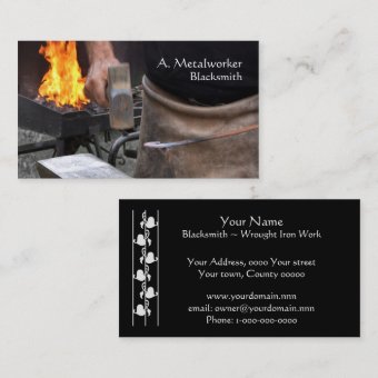 Blacksmith at work with forge business card | Zazzle