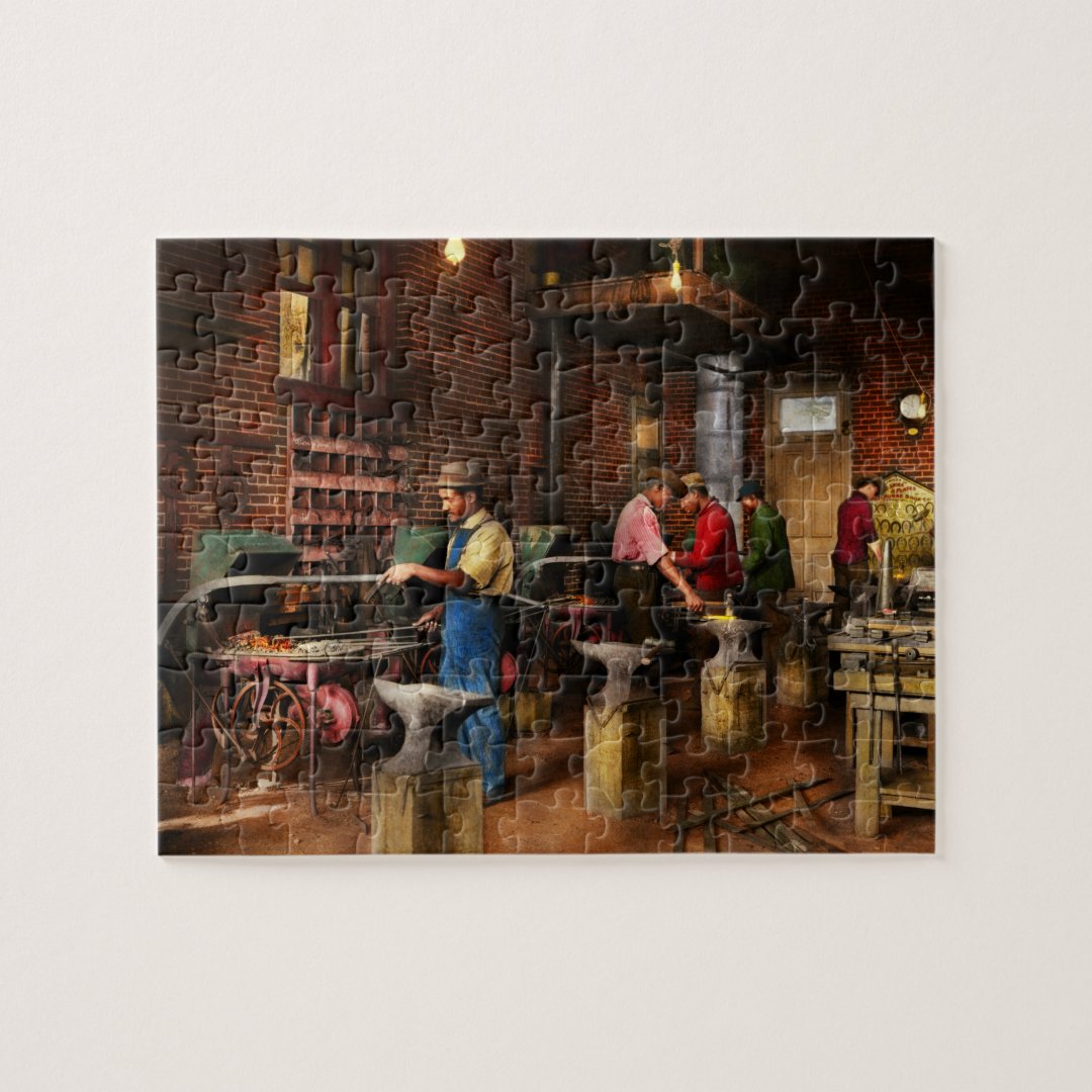 Blacksmith - Blacksmithing school 1899 Jigsaw Puzzle | Zazzle