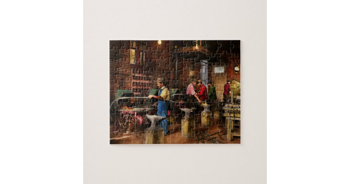 Blacksmith - Blacksmithing school 1899 Jigsaw Puzzle | Zazzle