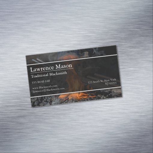 Blacksmith Forge Photo Magnetic Business Card | Zazzle