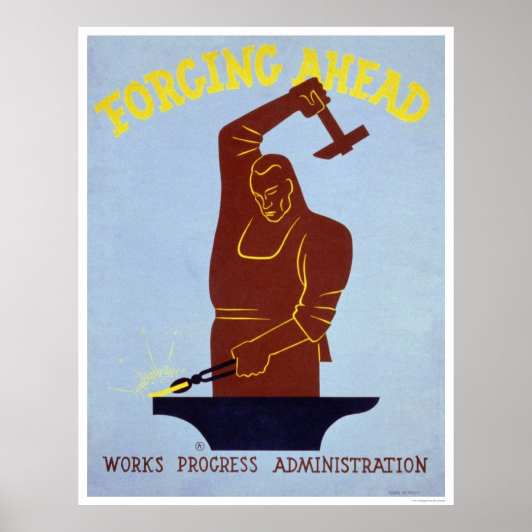 Blacksmith Forging 1940 WPA Poster | Zazzle