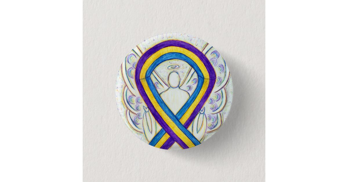 Bladder Cancer Awareness Ribbon Angel Pin Buttons | Zazzle