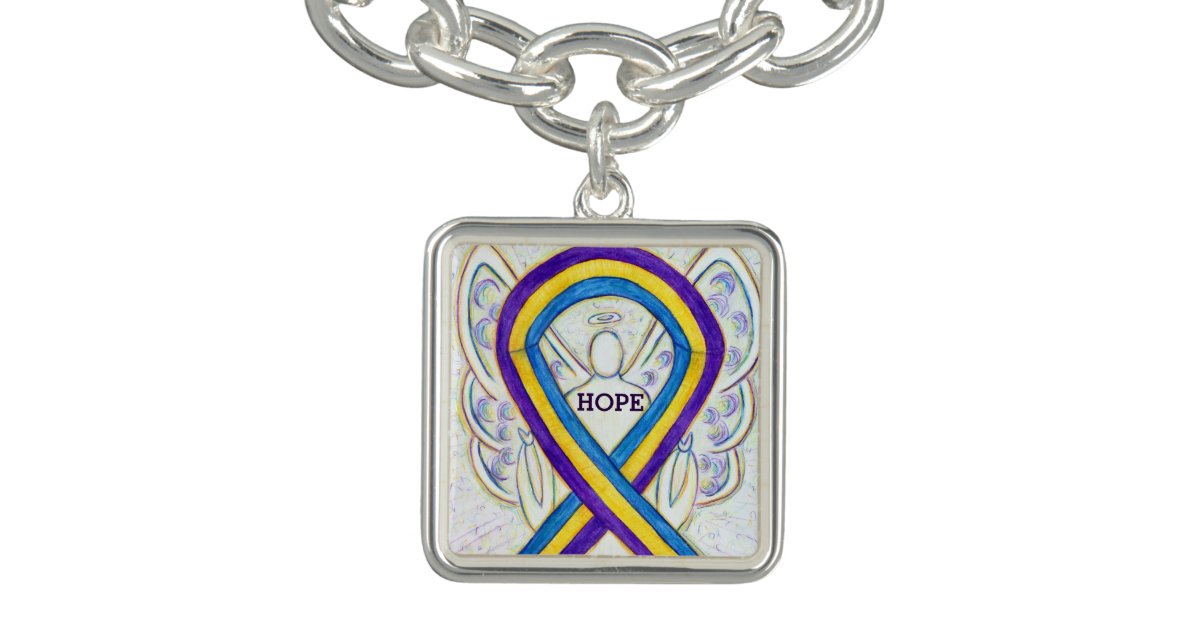 Bladder Cancer Awareness Ribbon Art Charm Bracelet | Zazzle