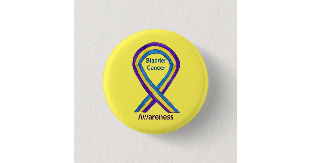 Bladder Cancer Stripes Awareness Ribbon Pin Button | Zazzle
