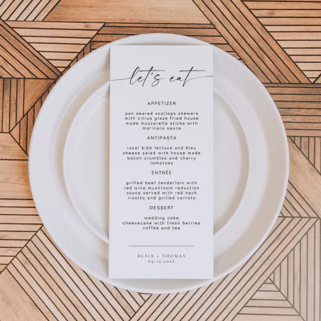 BLAIR Modern Bohemian Let's Eat Dinner Menu | Zazzle