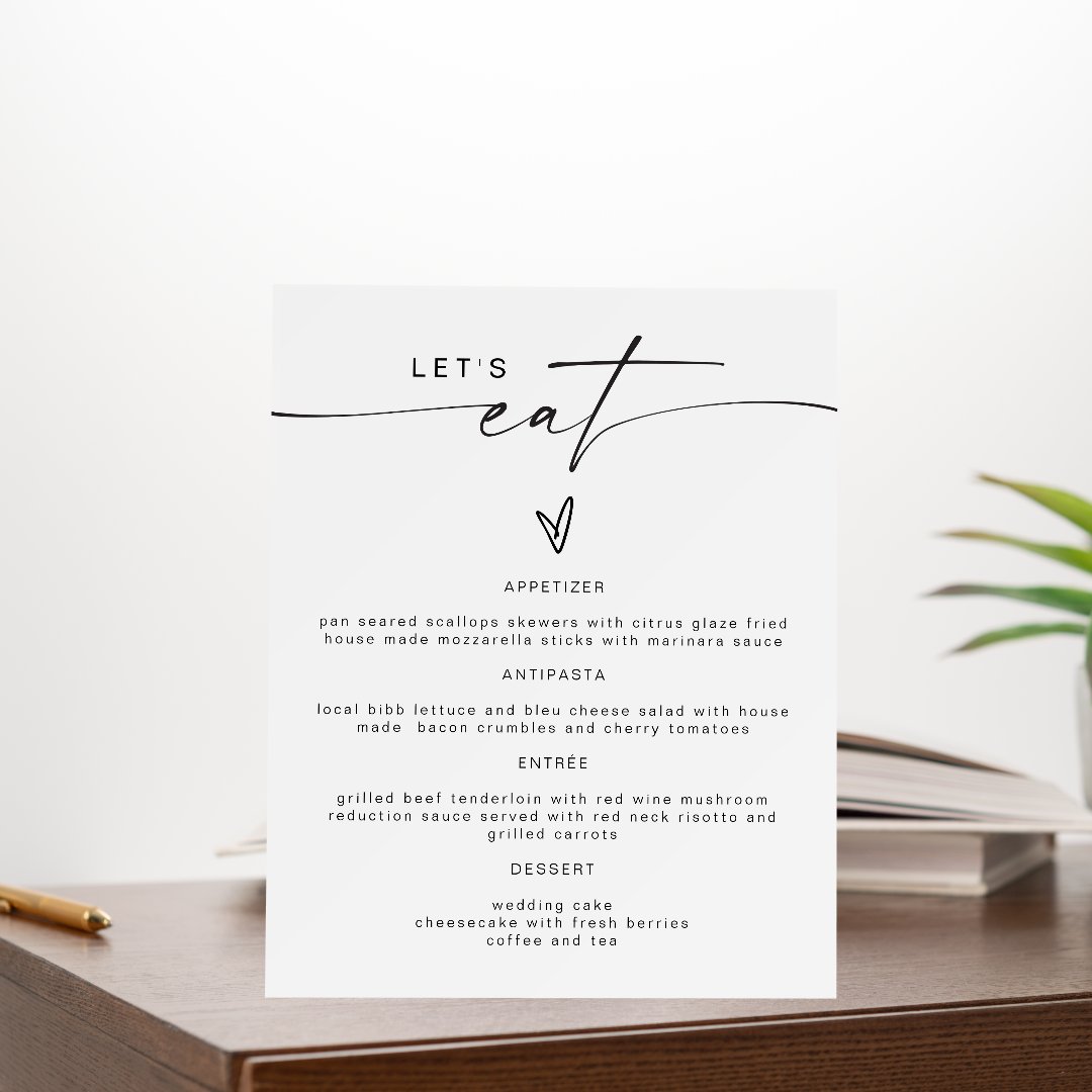 BLAIR Modern Bohemian Let's Eat Dinner Menu Poster | Zazzle