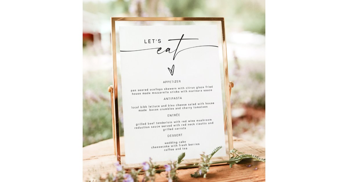 BLAIR Modern Bohemian Let's Eat Dinner Menu Poster | Zazzle