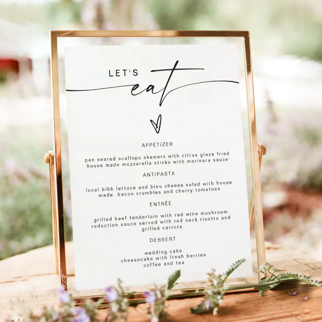 BLAIR Modern Bohemian Let's Eat Dinner Menu Poster | Zazzle
