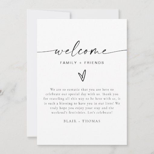 BLAIR Modern Minimal Welcome Letter Timeline Card | Zazzle