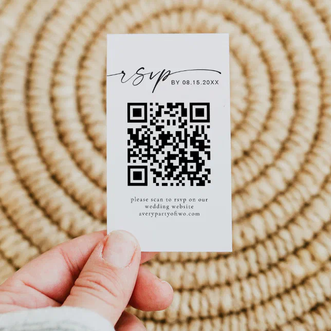 BLAIR Modern Minimalist QR Code Mini RSVP Card | Zazzle