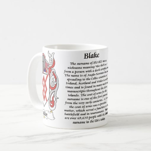 Blake Family Coat of Arms mug | Zazzle
