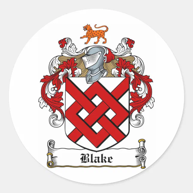 BLAKE FAMILY CREST - BLAKE COAT OF ARMS CLASSIC ROUND STICKER | Zazzle