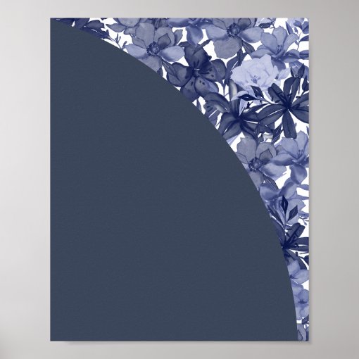 Blank Add Your Own DIY Image Arch Navy Blue Floral Poster | Zazzle