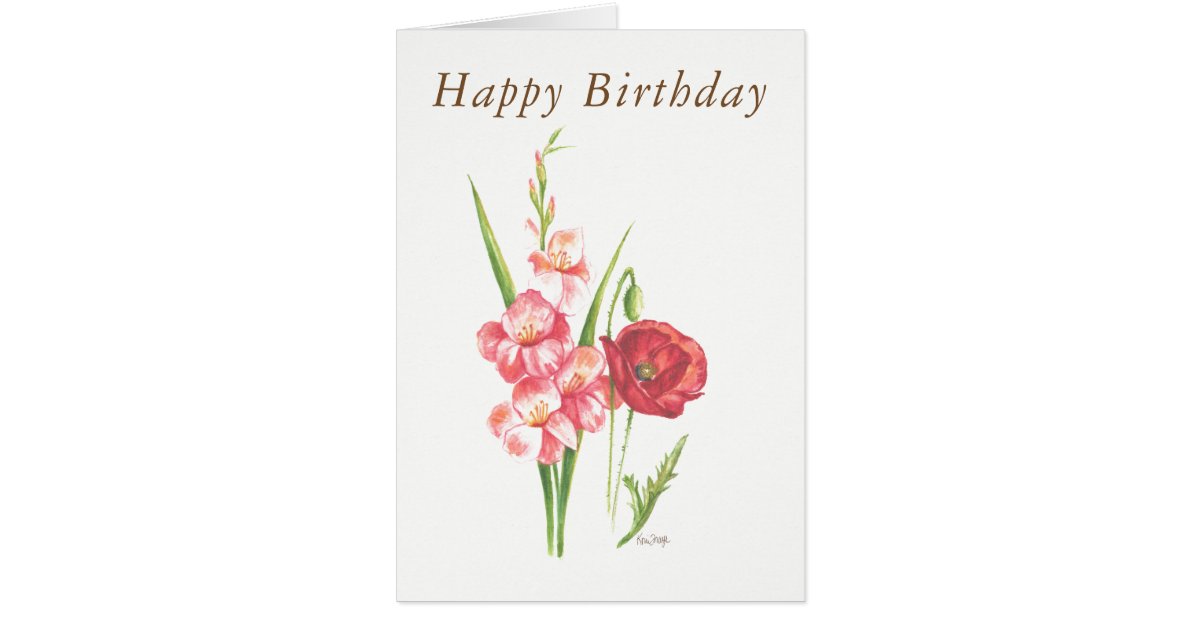 Blank birthday card August birth flowers | Zazzle