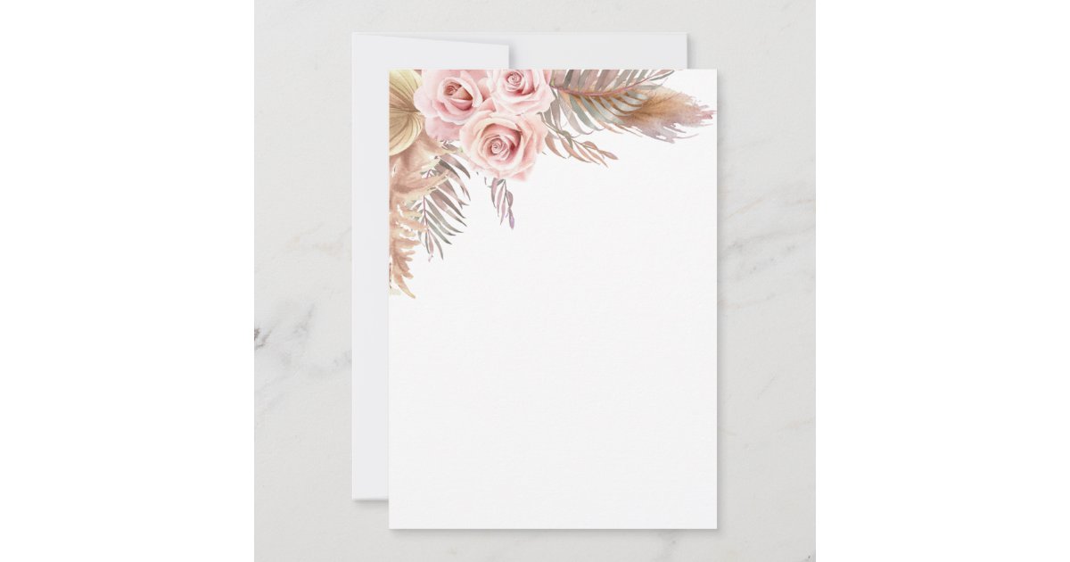 Blank Boho Wedding Stationary Invitation | Zazzle