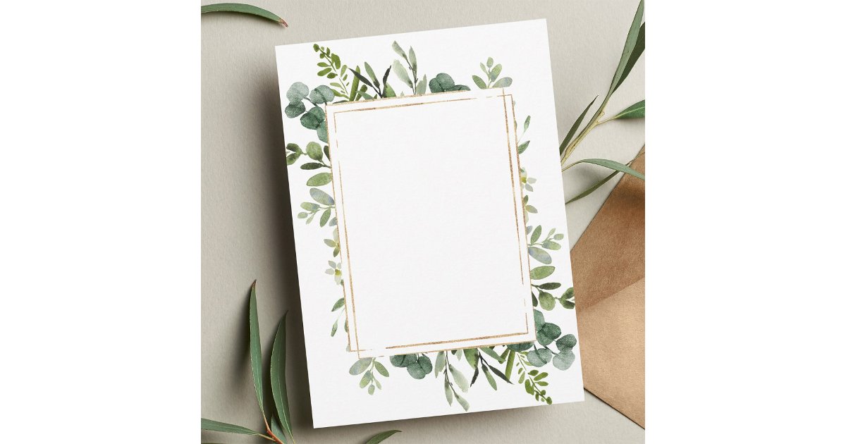 Blank Botanical Gold Greenery Invitation | Zazzle