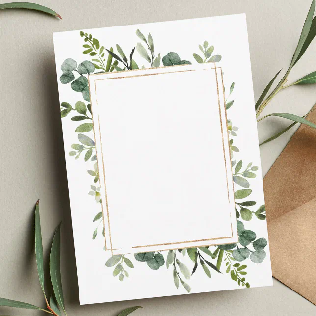 Blank Botanical Gold Greenery Invitation | Zazzle