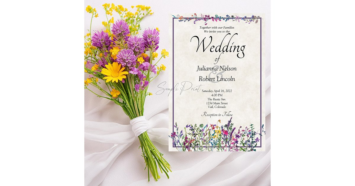 Blank budget Colorful wildflowers wedding Invitat Invitation | Zazzle
