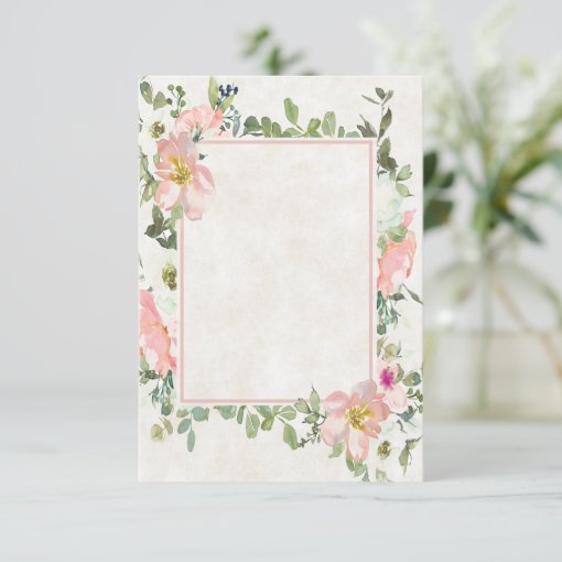 Blank budget Pretty pink floral frame wedding Inv Invitation | Zazzle