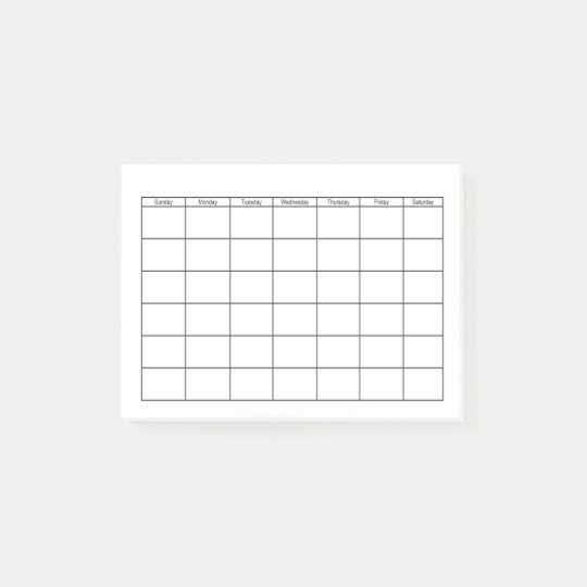Blank Calendar Grid Post-it Notes | Zazzle.com