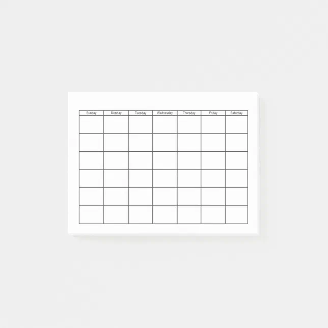 Blank Calendar Grid Post-it Notes | Zazzle