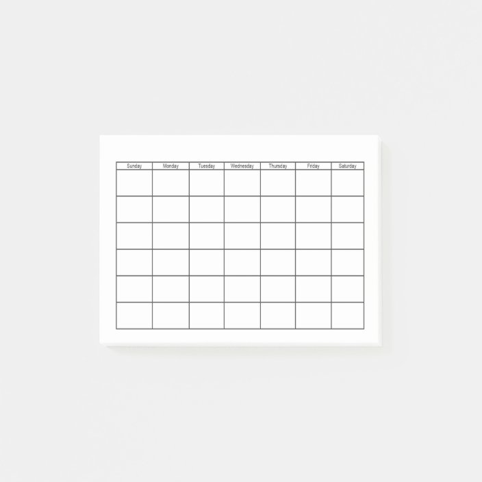 Blank Calendar Grid Post-it Notes | Zazzle.com