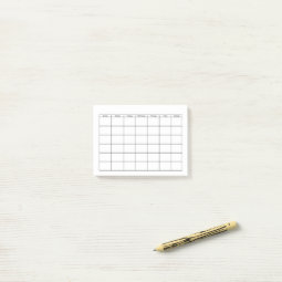Blank Calendar Grid Post-it Notes | Zazzle