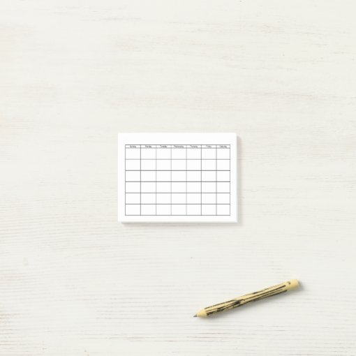 Blank Calendar Grid Post-it Notes | Zazzle