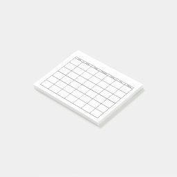 Blank Calendar Grid Post-it Notes | Zazzle