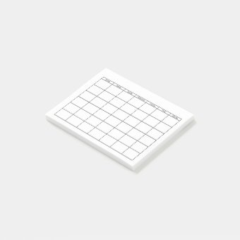 Blank Calendar Grid Post-it Notes | Zazzle