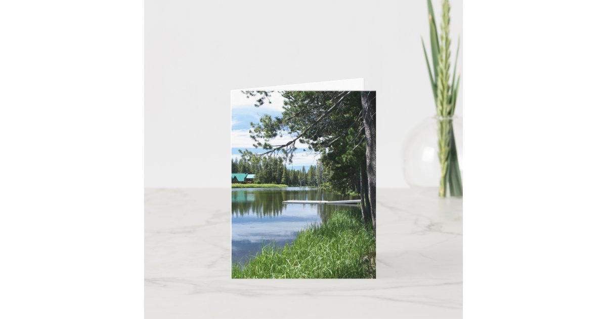 Blank Card, Mountain Lake, Dock Thank You Card | Zazzle