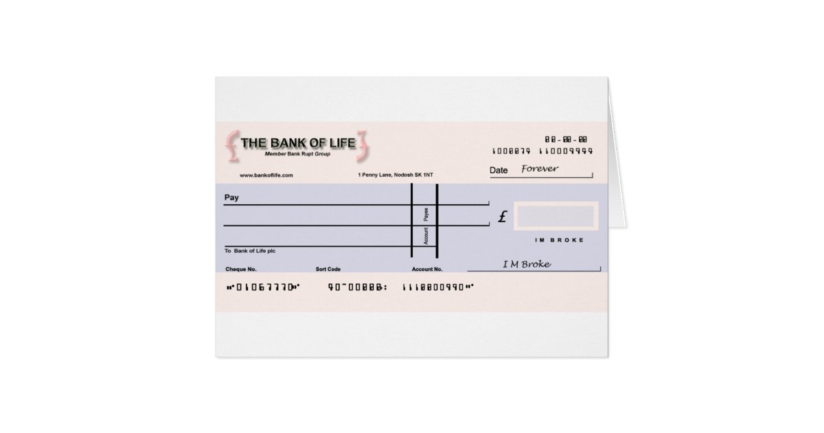 Blank Check Card | Zazzle