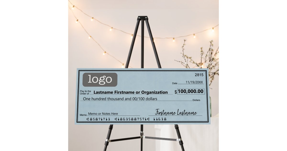 Blank Check for Sweepstakes, Awards, Charity Foam Board | Zazzle