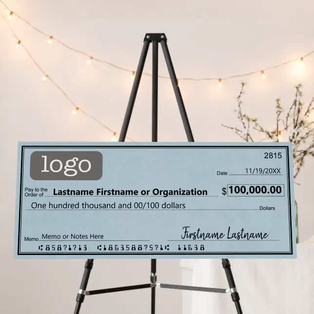 Blank Check for Sweepstakes, Awards, Charity Foam Board | Zazzle