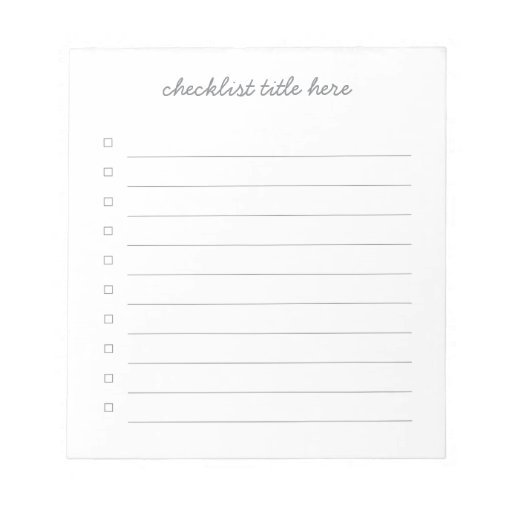 Blank Checklist | Check Boxes 40 Tear Away Pages Notepad | Zazzle