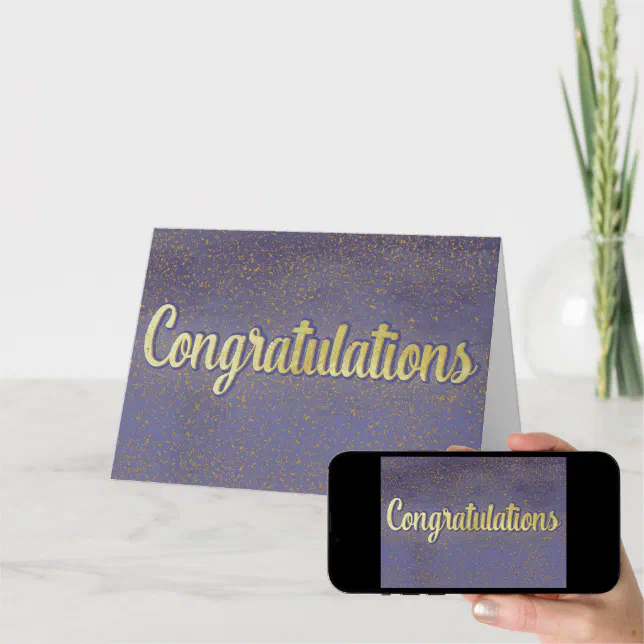 Blank Congratulations Blue and Gold Card | Zazzle