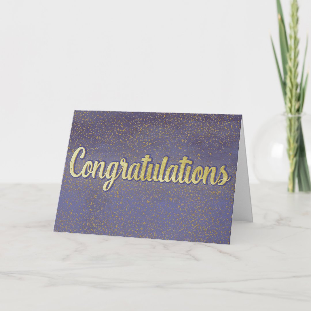 Blank Congratulations Blue and Gold Card | Zazzle