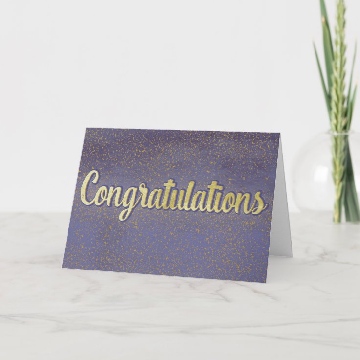 Blank Congratulations Blue and Gold Card | Zazzle