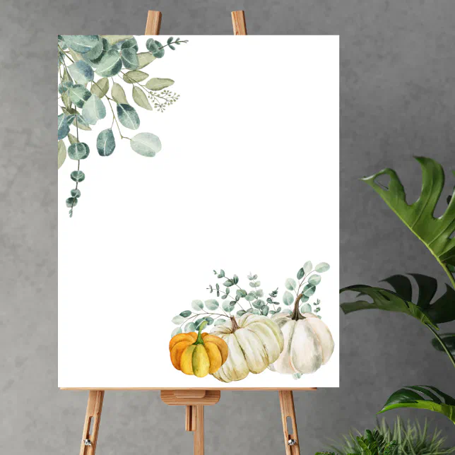 Blank Create Your Own Fall pumpkin greenery Poster | Zazzle